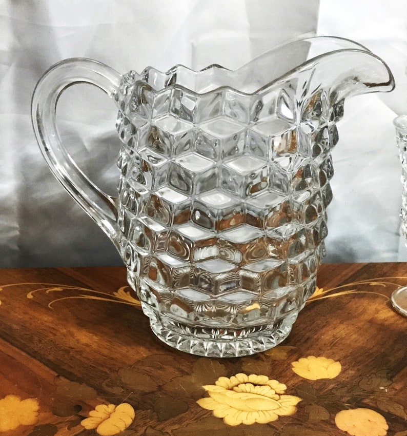 Vintage Elegant Glass Fostoria American Pitcher or Jug and - Etsy