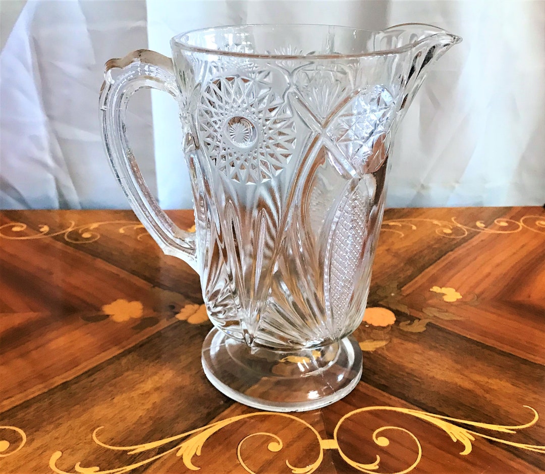 Antique Pattern Glass Pitcher, Water Pitcher, Lemonade Pitcher, Bar ...