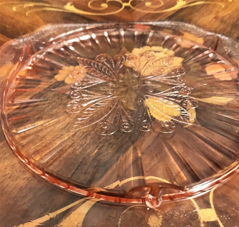 Jeanette Glass Company ADAM Pattern Pink Footed Depression | Etsy