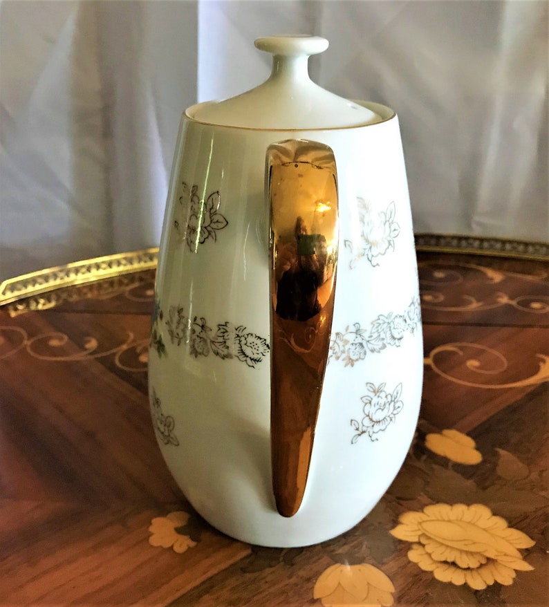 Vintage Fine China Coffee Pot With Roses and Gold Trim Dining | Etsy