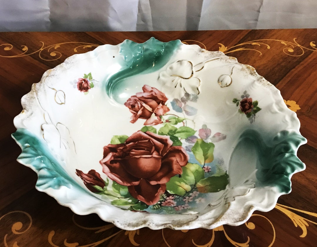 Antique Fine China Serving Bowl. PS Germany Bowl, Hand Painted, Roses ...