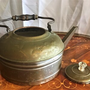 Vintage Copper Tea Kettle With Wire Bail and Wooden Handle - Etsy