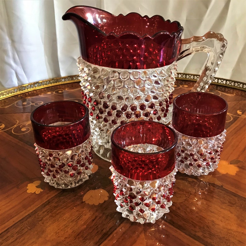 Antique Ruby Stained Hobnail With Thumbprint by Doyle and | Etsy