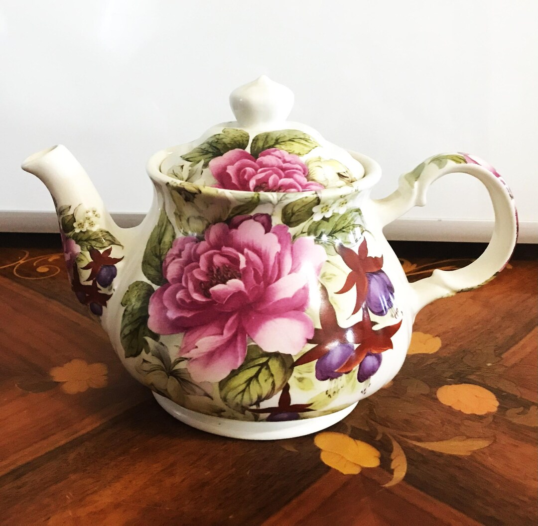 Sadler England Teapot Red Cabbage Roses Windsor - Etsy