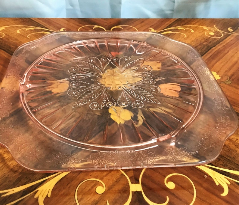 Jeanette Glass Company ADAM Pattern Pink Footed Depression | Etsy