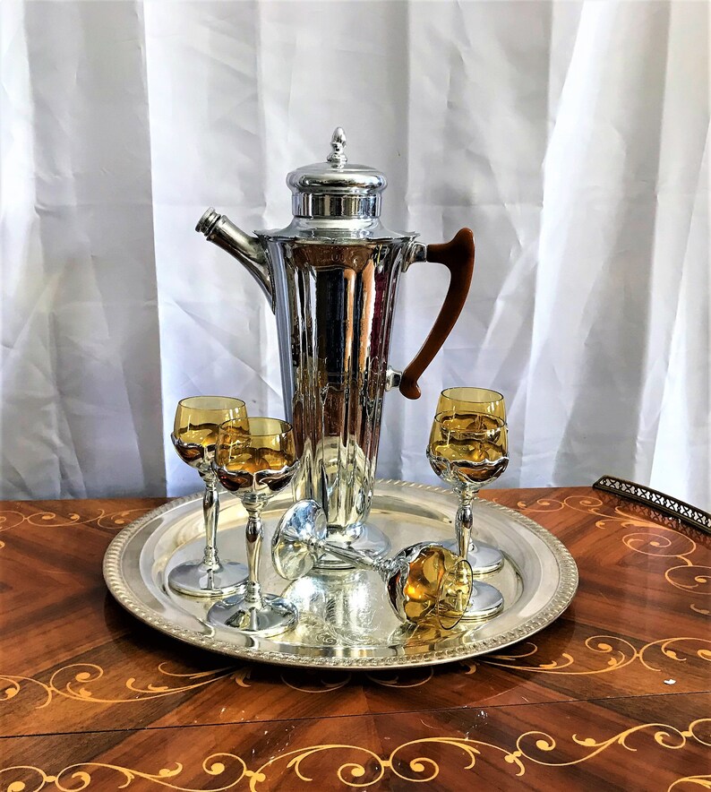 Vintage Cocktail Set Mid Century Modern Stainless Chrome - Etsy