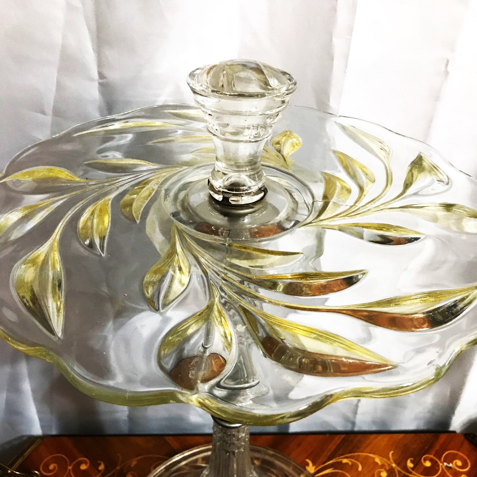 Vintage Indiana Glass Oleander Pattern End Table or Side - Etsy