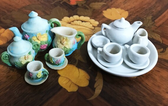 Two Vintage Miniature Tea Sets Childs Toy Sets | Etsy