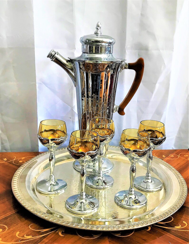 Vintage Cocktail Set Mid Century Modern Stainless Chrome - Etsy