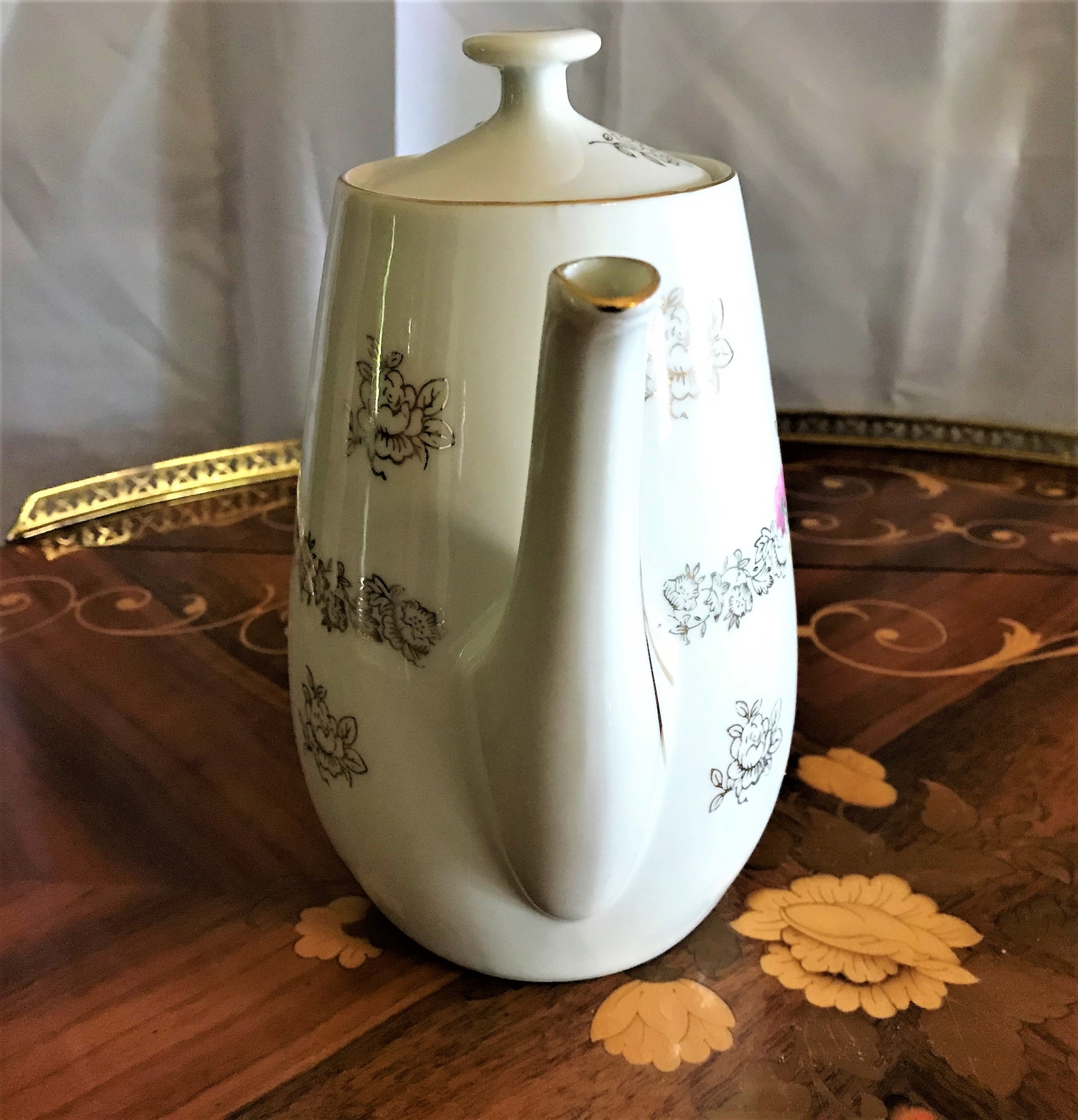Vintage Fine China Coffee Pot With Roses and Gold Trim Dining | Etsy