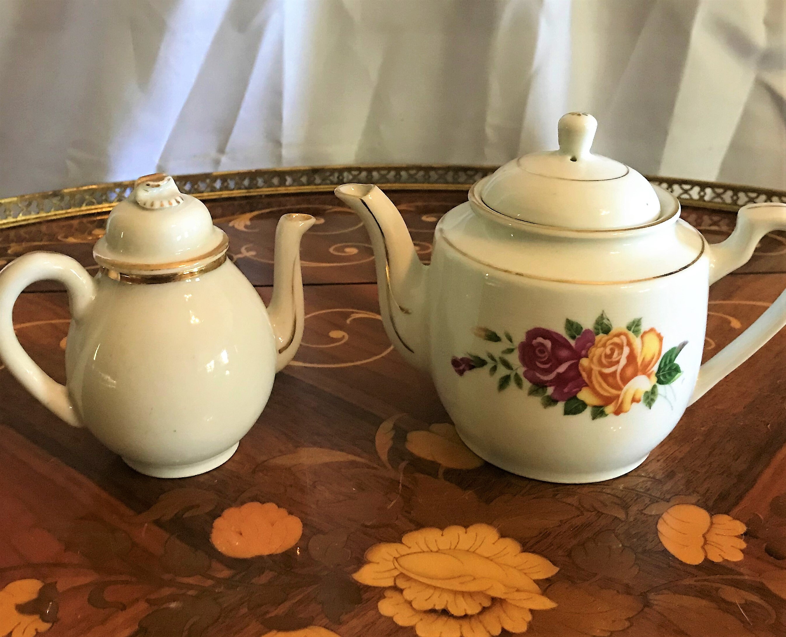 Two Vintage Small China Teapots Miniature Teapots Roses | Etsy