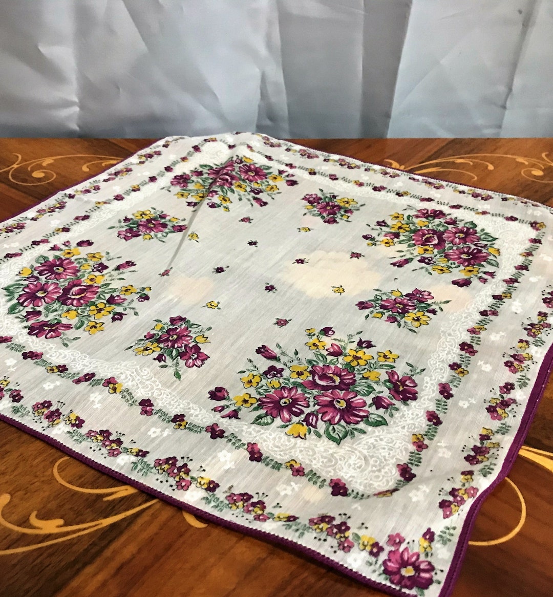 Vintage Floral Handkerchief, Vintage Hankie, Flowers Hankie - Etsy