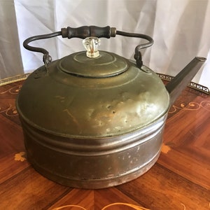 Vintage Copper Tea Kettle With Wire Bail and Wooden Handle - Etsy