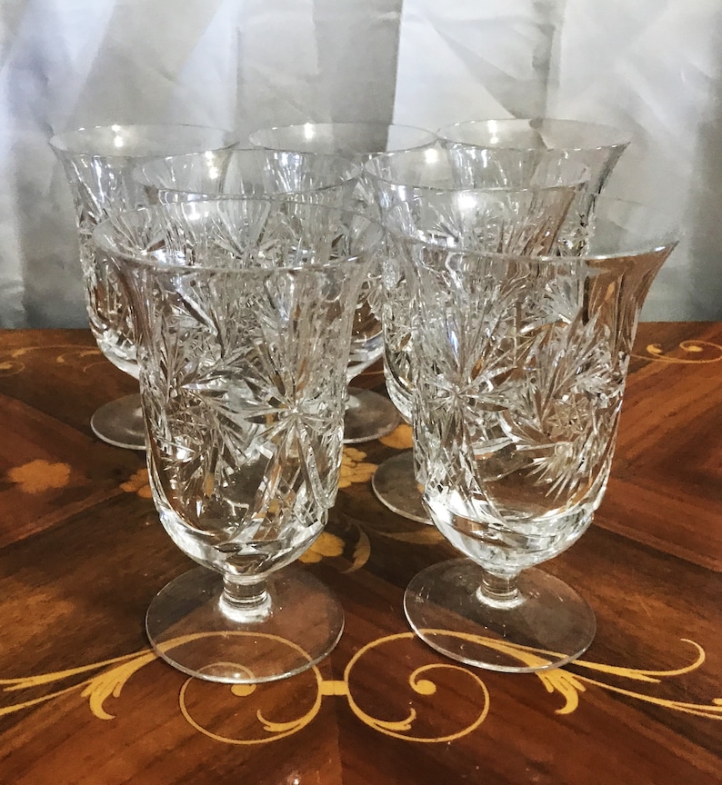 Seven Low Profile Cut Crystal Wine or Water Glasses - Etsy
