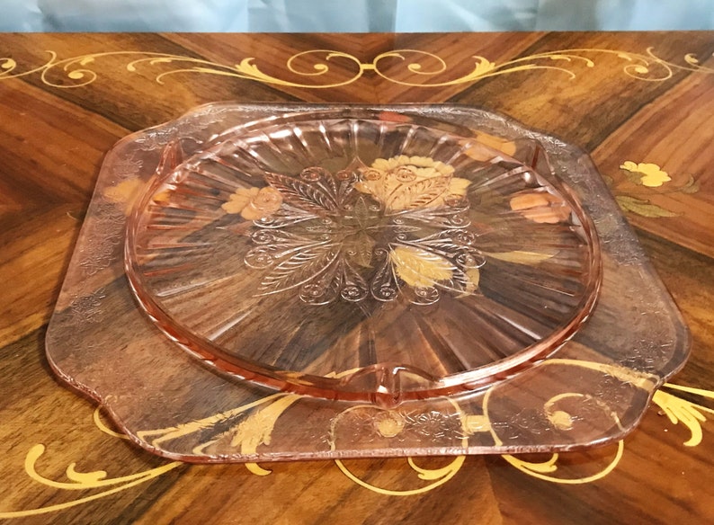 Jeanette Glass Company ADAM Pattern Pink Footed Depression | Etsy