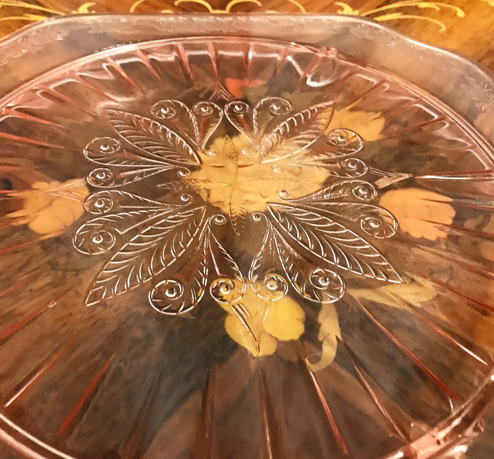 Jeanette Glass Company ADAM Pattern Pink Footed Depression - Etsy