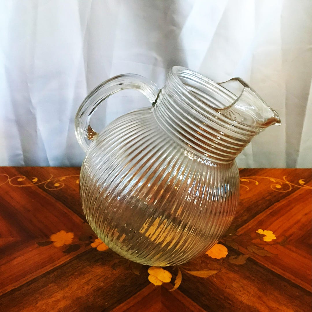 Vintage Hazel Atlas Vertical Ribbed Tilt Ball 40 Oz Beverage Pitcher - Etsy