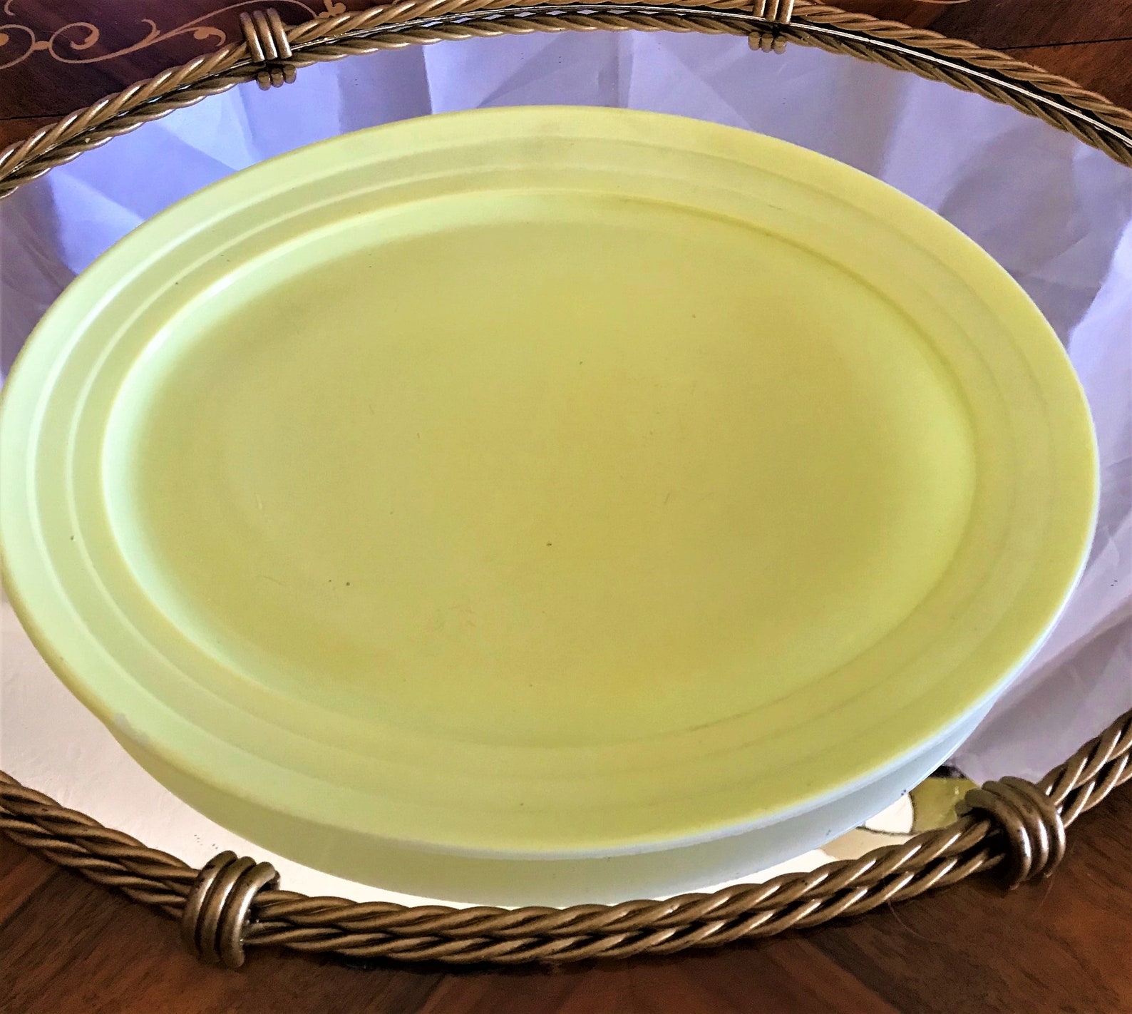 Vintage Hazel Atlas Platonite Moderntone Yellow Serving Platter ...