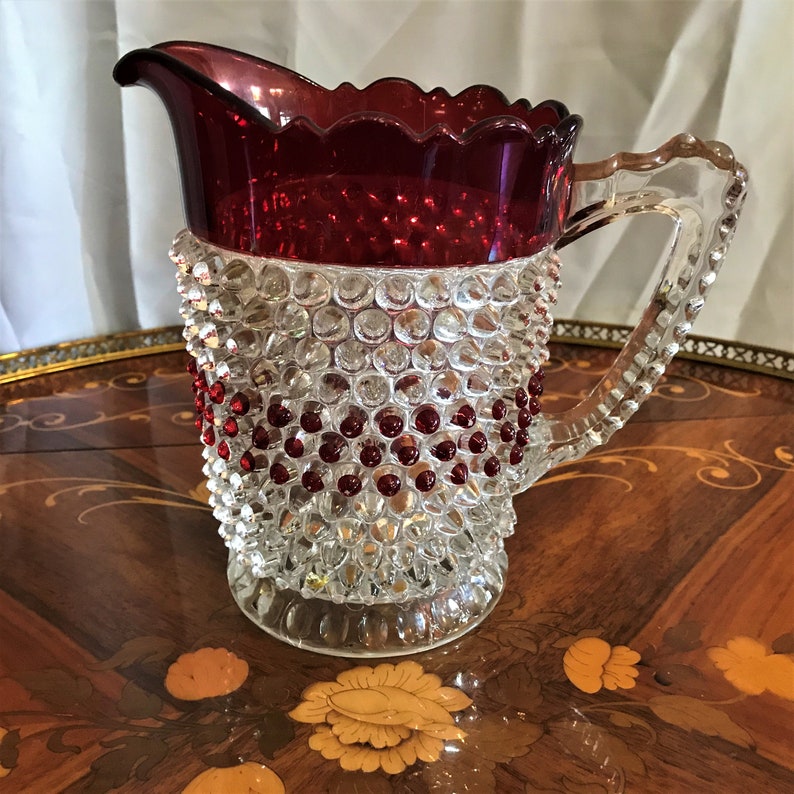 Antique Ruby Stained Hobnail With Thumbprint by Doyle and - Etsy