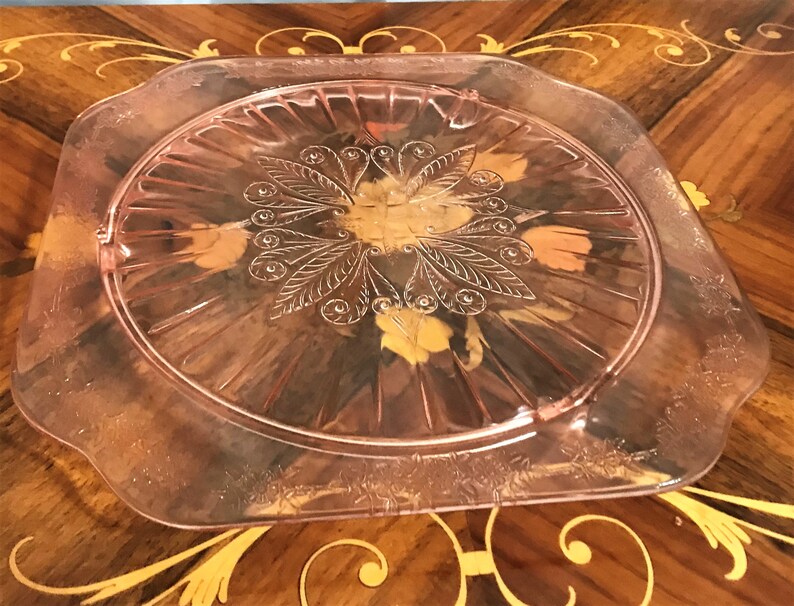 Jeanette Glass Company ADAM Pattern Pink Footed Depression - Etsy