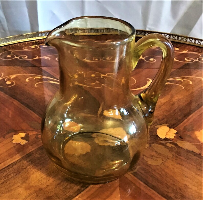 Small Vintage Viking Amber Glass Pitcher With Applied Handle - Etsy