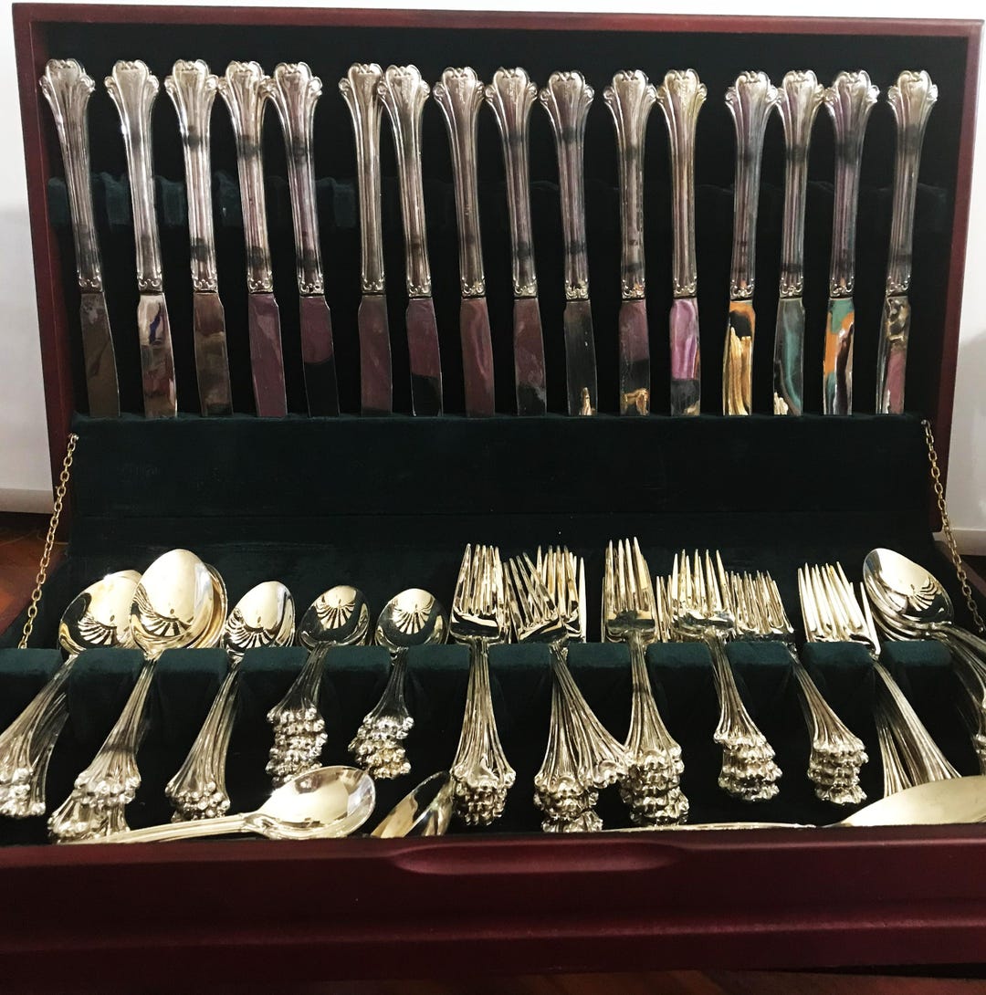 Vintage FB Rogers American Chippendale Flatware Set in Wooden Case - Etsy