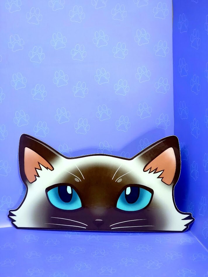 Cat-window-peeker Cat Peeking Sticker |cat Face Sticker| Siamese ...
