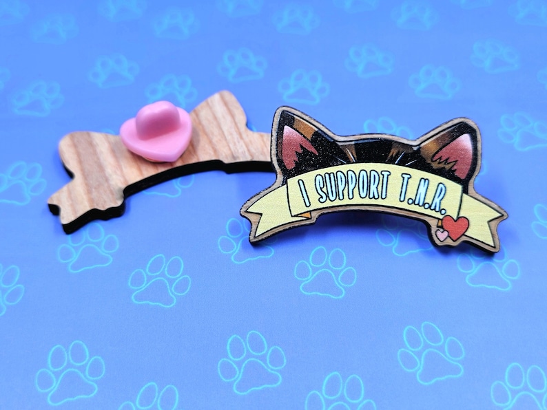Cat-cute-wooden Pin - Trap Neuter Return - TNR Support - Snip 'em and ...