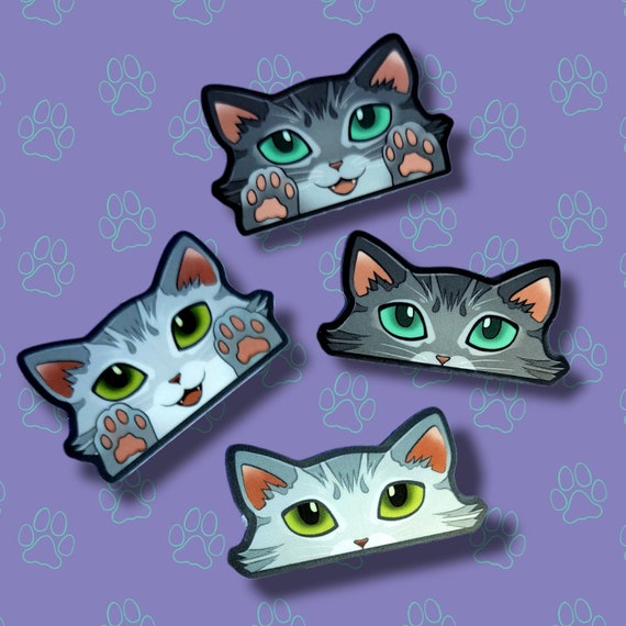 2 Pack Cat-mini-peekers Cat Peeking Stickers cat Face and - Etsy
