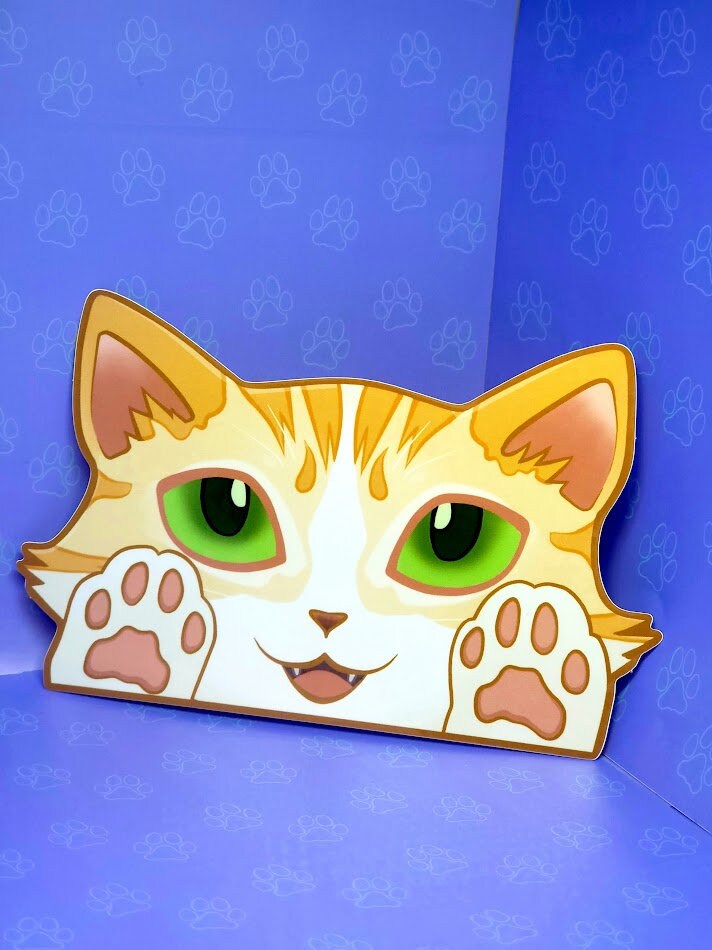 Cat-window-peeker Cat Peeking Sticker |cat Face and Paws| Black and ...