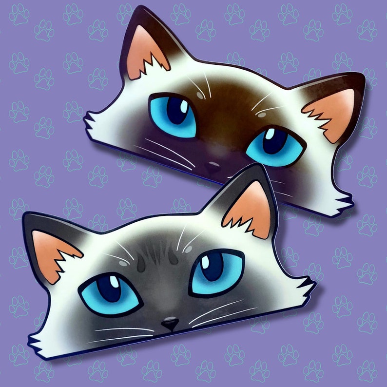 Cat-window-peeker Cat Peeking Sticker |cat Face Sticker| Siamese ...
