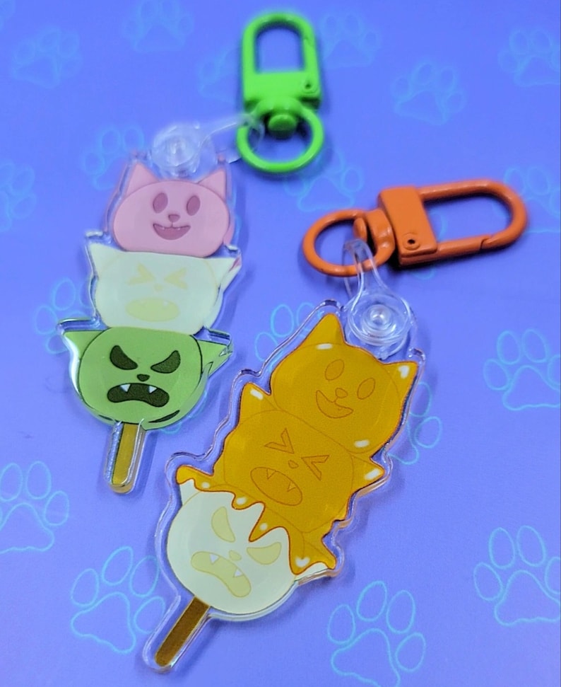 Cat-cute Japanese Treat Dango Tri Color Mitarashi Kawaii Dango Cat Face ...