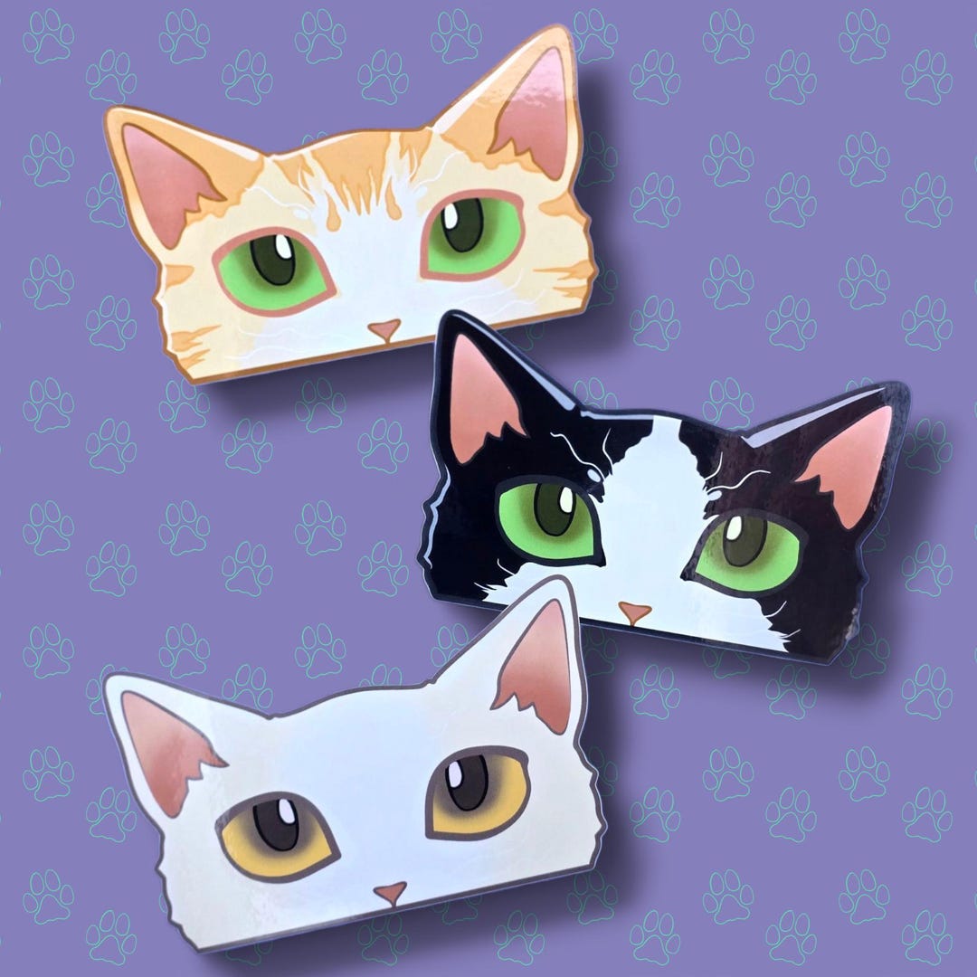 Cat-window-peeker Rex Cat Peeking Sticker |cat Face| 4.65"x2.84" - Etsy