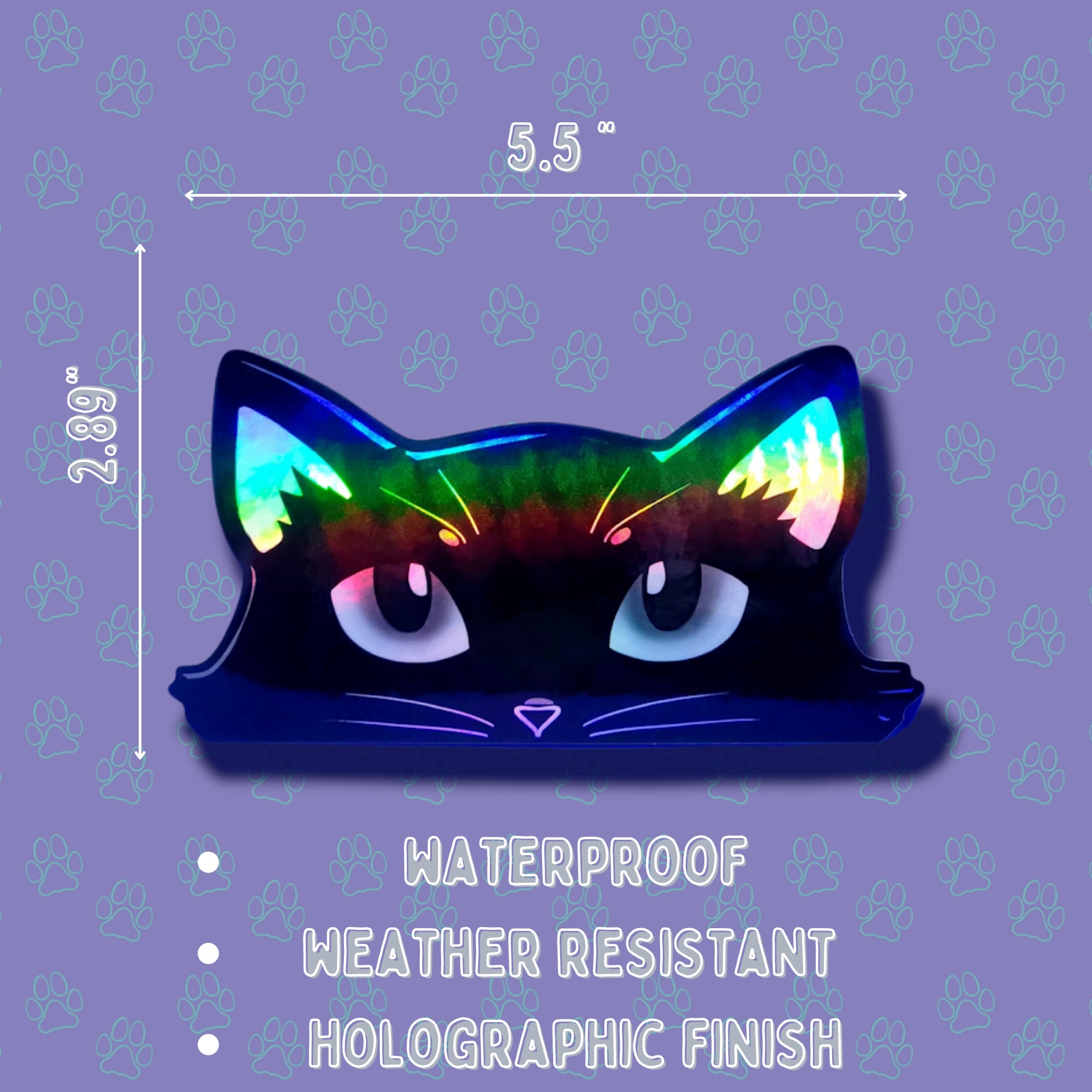 Cat-window-peeker Cat Peeking Sticker |cat Face and Paws| Holographic ...