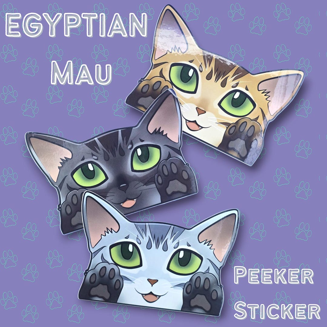Cat-window-peeker Egyptian Mau Cat Peeking Sticker |cat Face| 5.02"x3.5 ...
