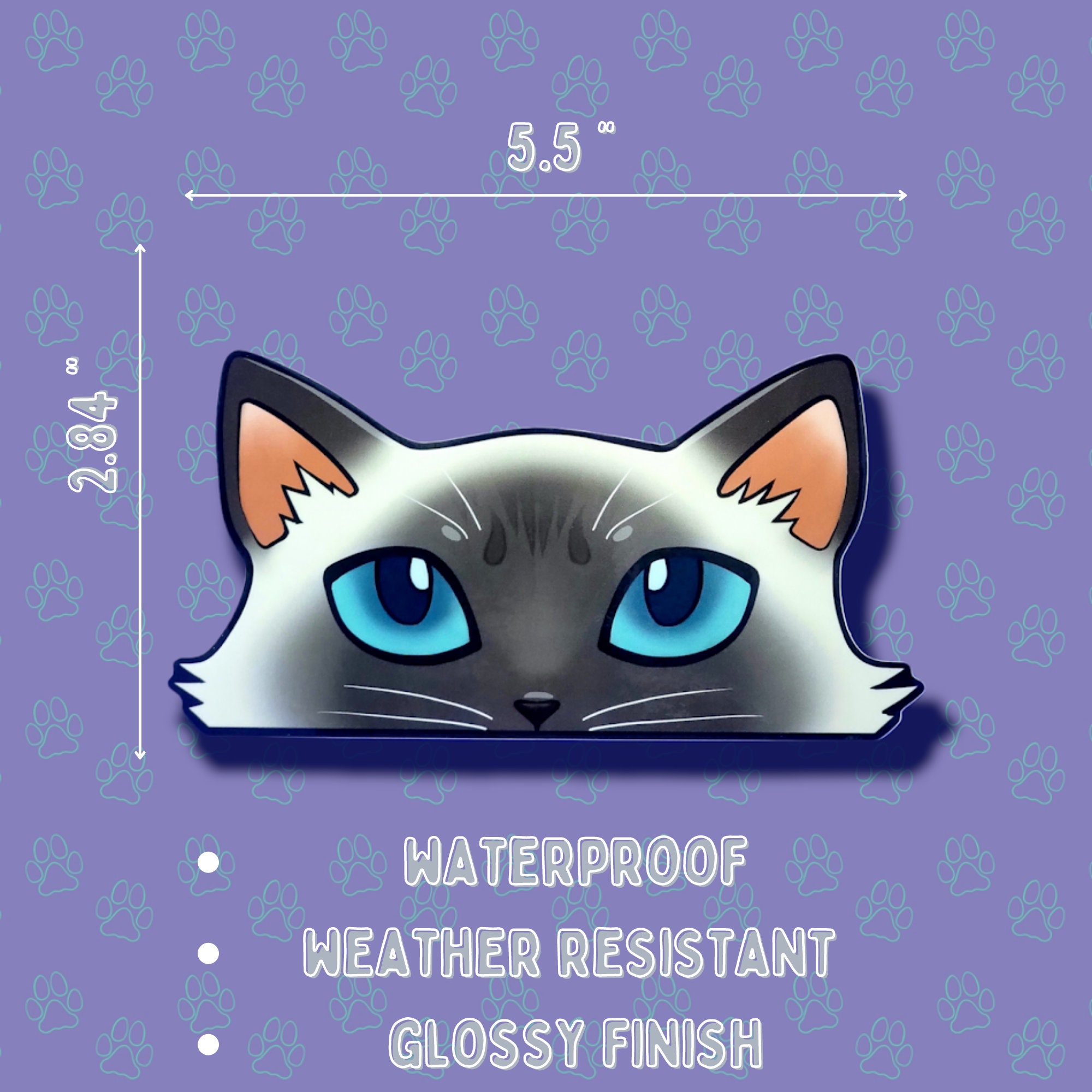 Cat-window-peeker Cat Peeking Sticker |cat Face Sticker| Siamese ...