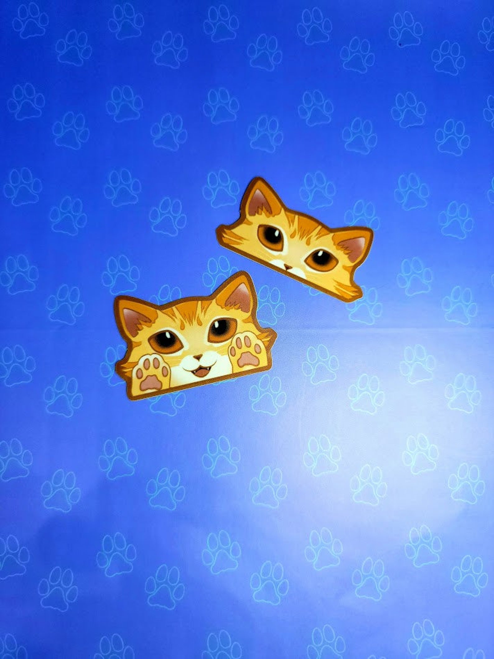2 Pack Cat-mini-peekers Cat Peeking Stickers |cat Face and Paws| Orange ...