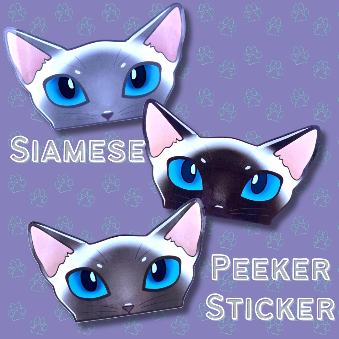 Cat-window-peeker Siamese Cat Peeking Sticker |cat Face| 4.77"x2.84" - Etsy