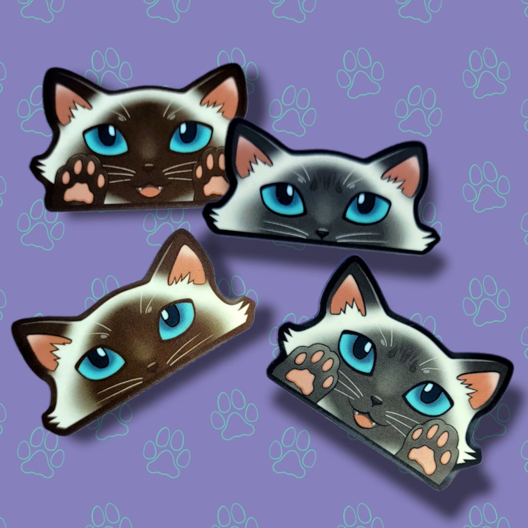 2 Pack Cat-mini-peekers Cat Peeking Stickers |cat Face and Paws ...