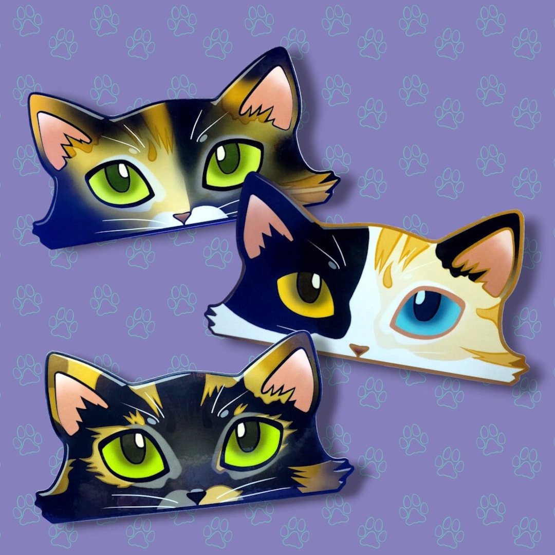 Cat-window-peeker Cat Peeking Sticker |cat Face Sticker| Calico ...
