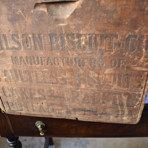 Primitive Wood Crate Biscuit Box, Vintage Advertising Wilson Biscuit Co ...