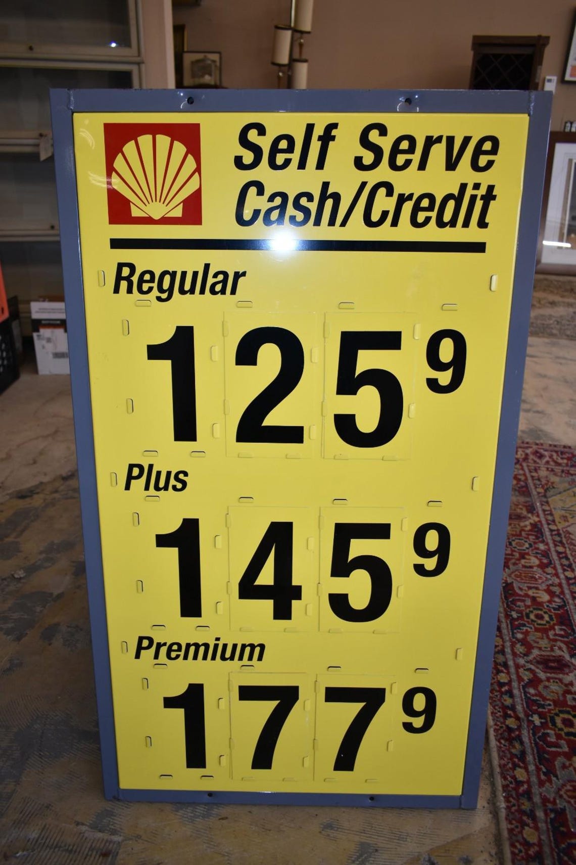 Vintage Shell Gas Station Price Sign Self Serve Cash Transportation ...