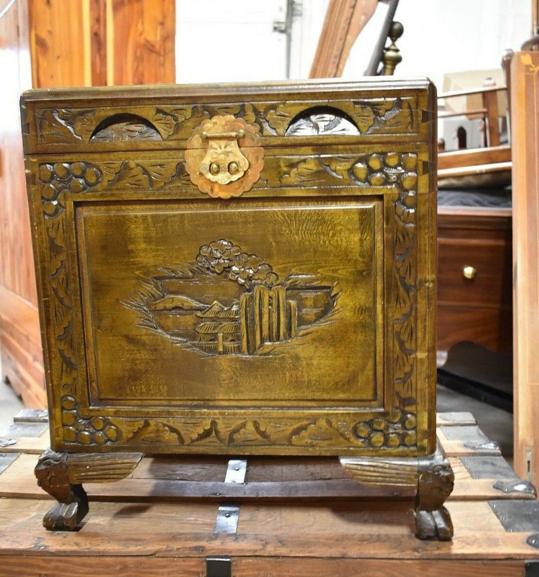 Vintage Heavily Carved Asian Inspired Chest With Claw Feet - Etsy