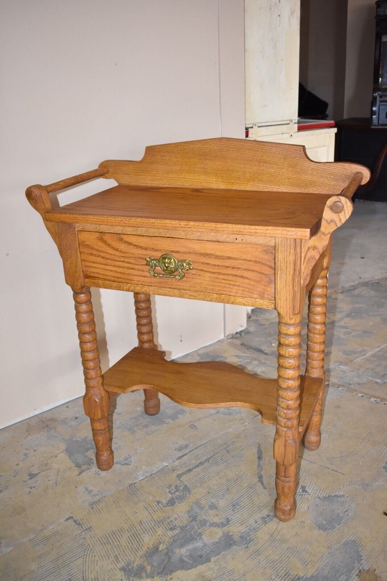 Vintage Solid Oak Wash Stand Commode Table - Etsy