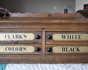 Oak Thread Chest Antique 4 Drawer Clarks Miles End ONT Spool - Etsy