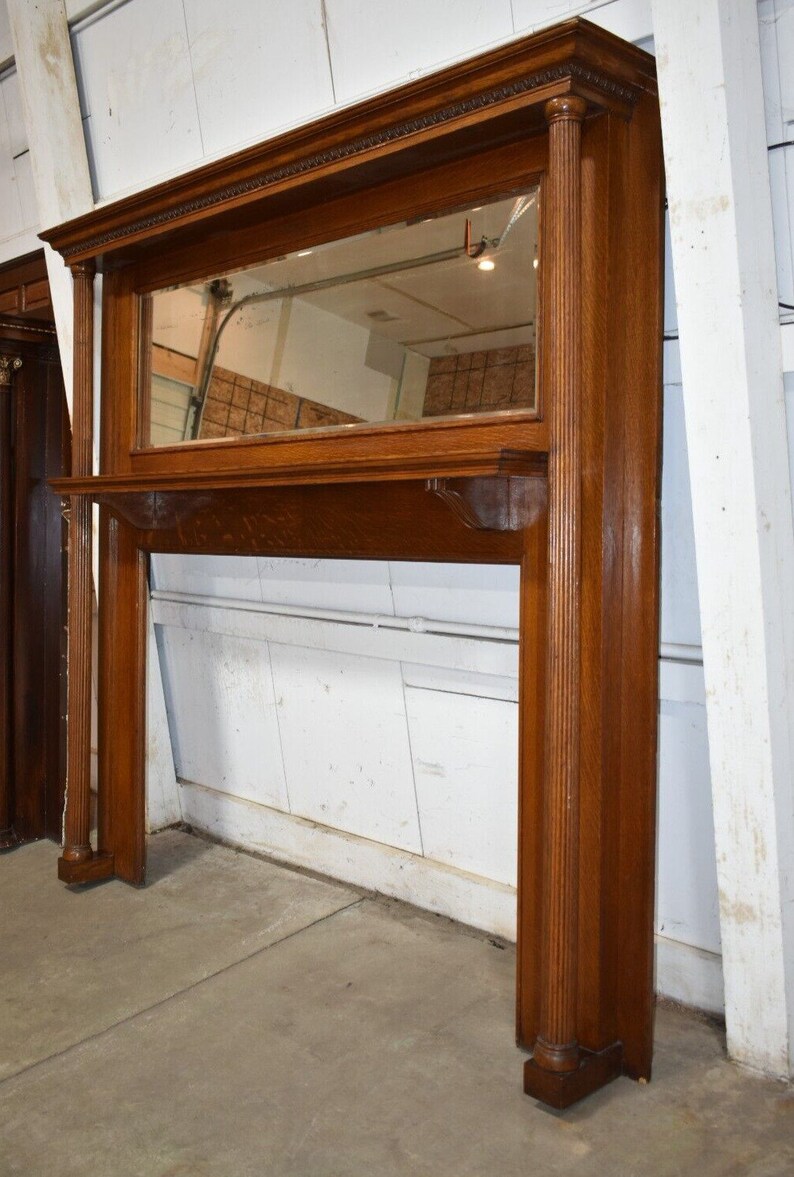 Large Antique Quarter Sawn Oak Fireplace Mantel, Scranton PA - Etsy
