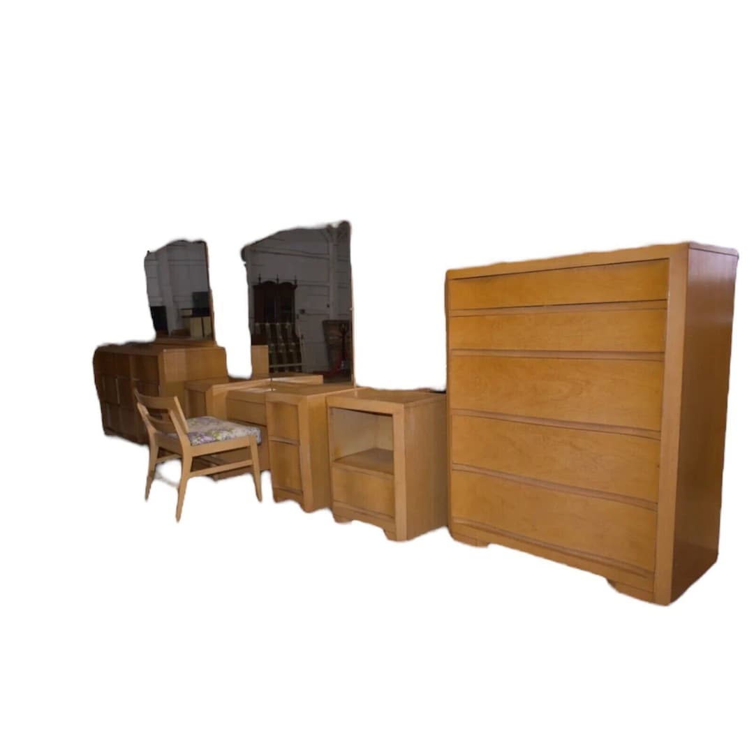 Mid Century Modern Basic Witz Co, Blonde Bedroom Furniture Set - Etsy