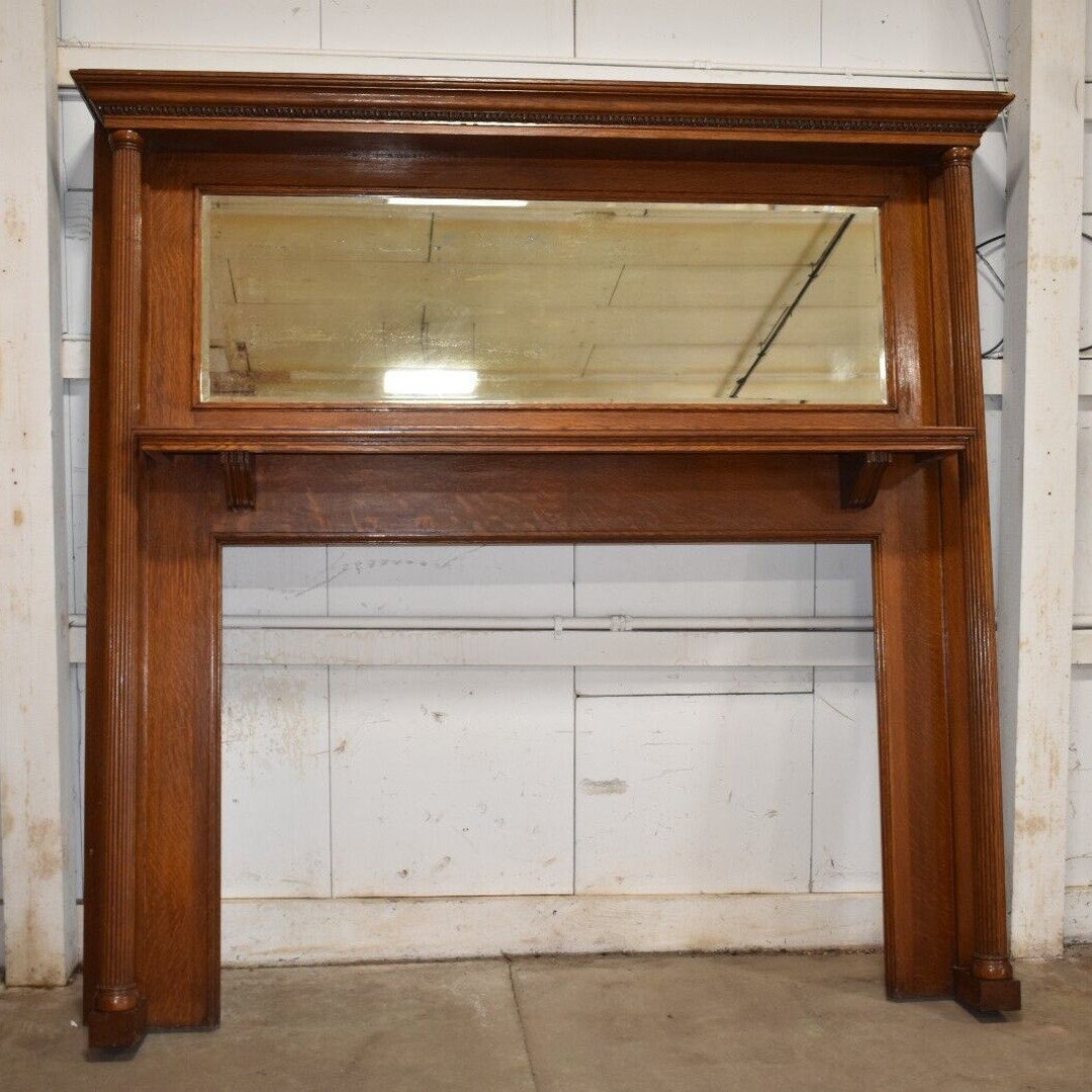 Large Antique Quarter Sawn Oak Fireplace Mantel, Scranton PA - Etsy