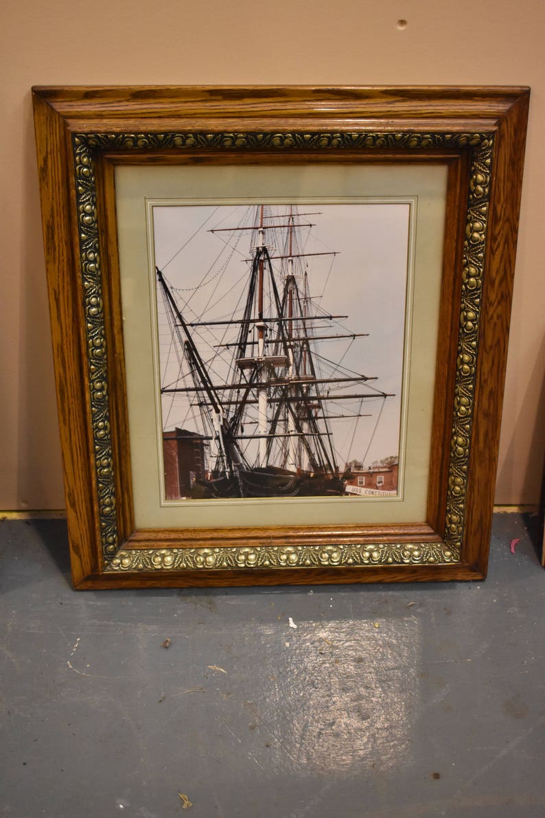 Antique Vintage USS Constitution Framed Ship Nautical Print | Etsy