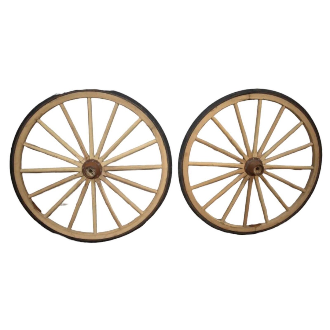 Vintage Wood Wagon Wheels, A Pair - Etsy